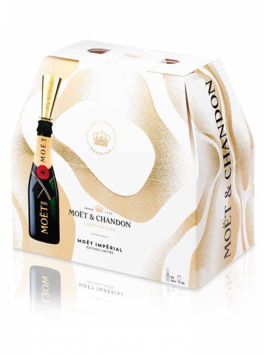 Moët & Chandon Giftset 3 Mini Rosé + 3 Mini Brut & 6 Flûtes - 6 x 2...