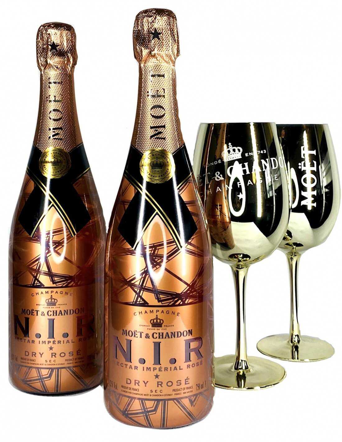 Moët & Chandon Set : 2 Gold ceramic glasses + 1 Imperial Brut - 75 CL